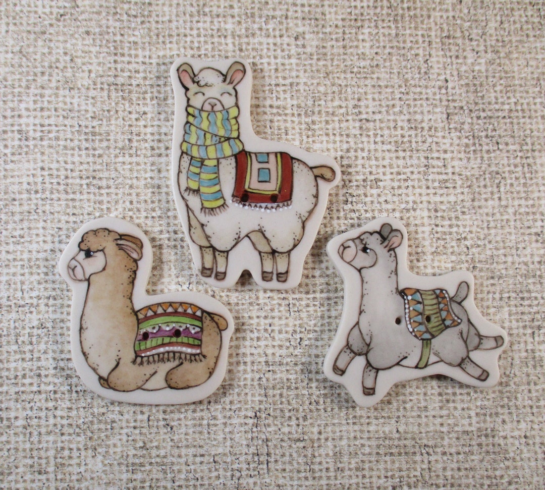 Llama Embellishment Buttons Set of 3 - Etsy