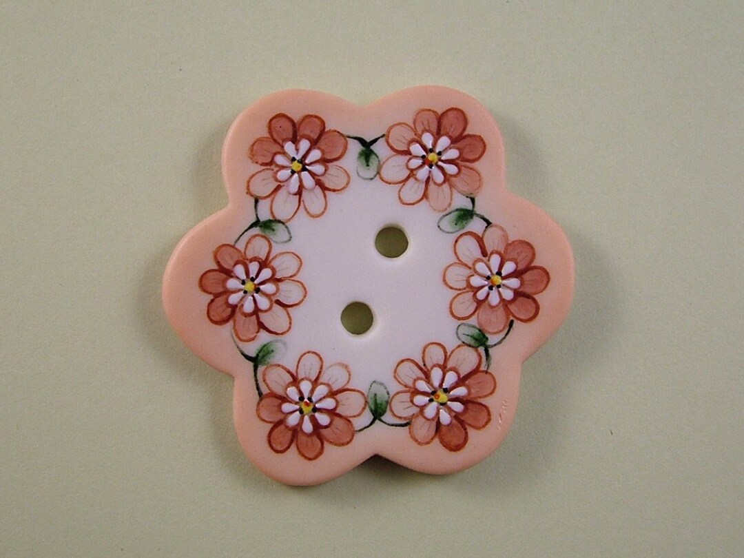 Large Coral Flowering Button - Etsy