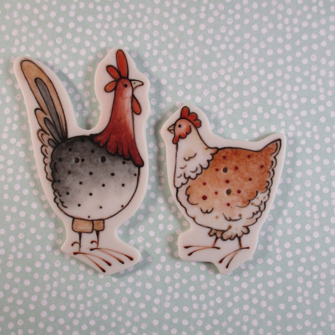 Chicken Embellishment Buttons Set of 2 - Etsy