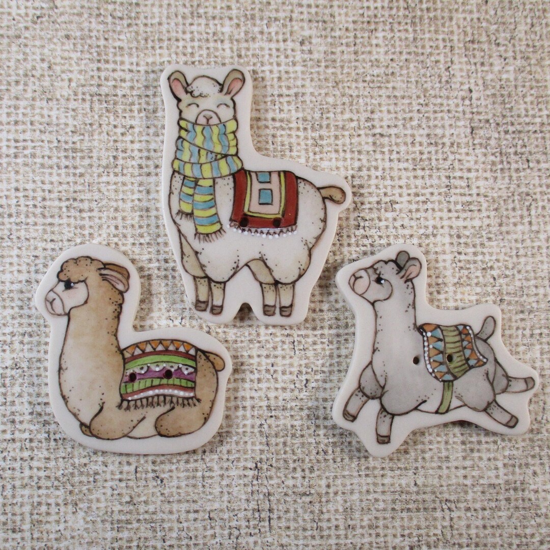 Llama Embellishment Buttons Set of 3 - Etsy