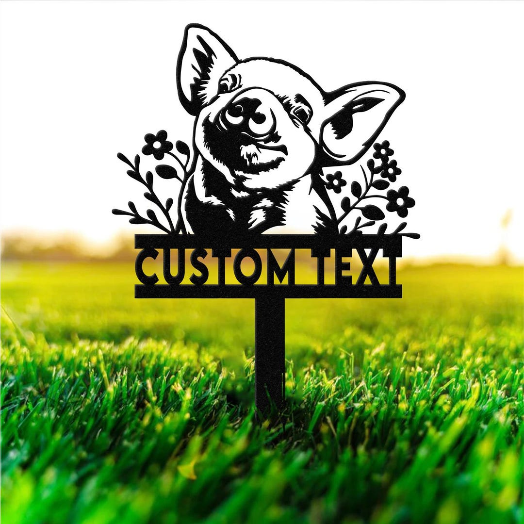 Custom Pig Metal Sign With Stake, Personalized Pig Farm Sign,pig Stake ...