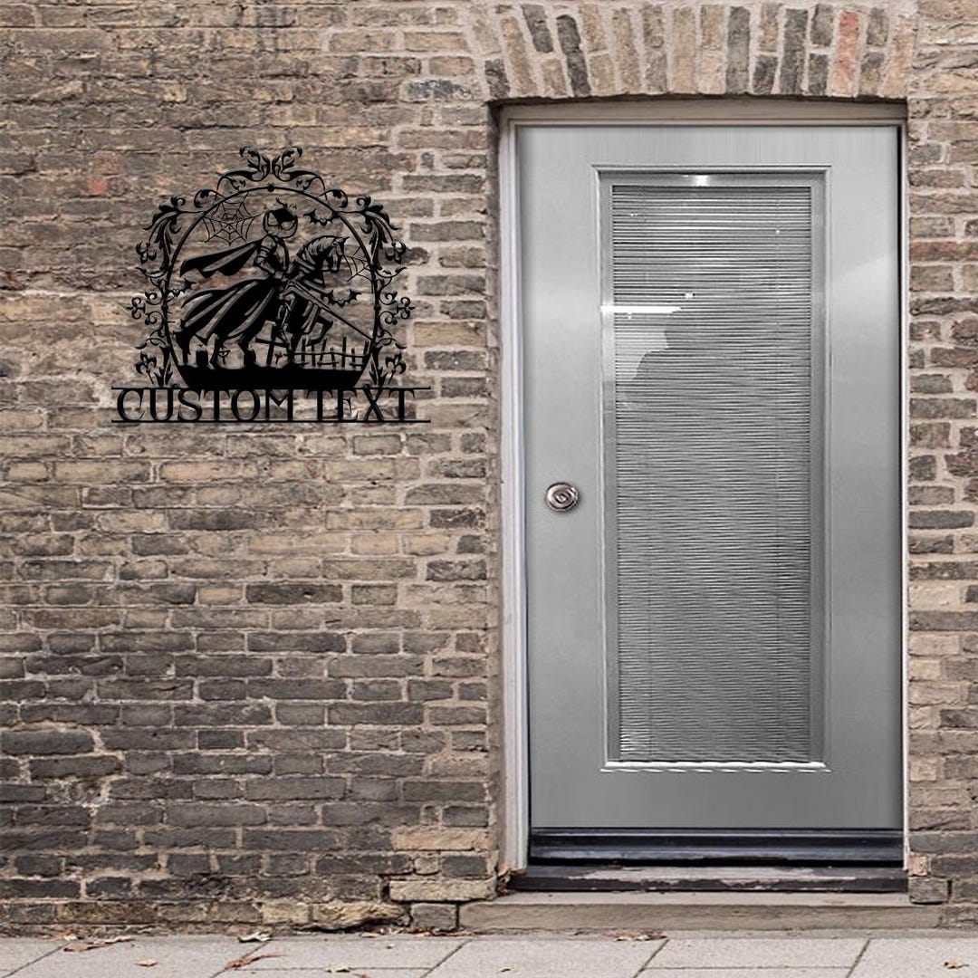 Metal Halloween Headless Horseman Sign With Led Light, Happy Halloween ...