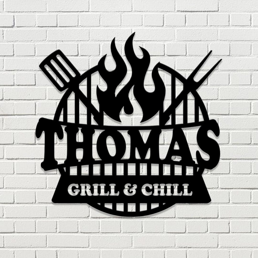 Custom Outdoor Kitchen Sign LED Light, Personalized Bar and Grill Sign ...