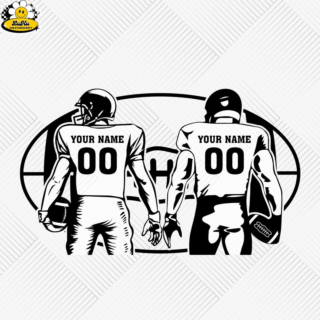 Two Football Players Svg, Personalized Name, Football Name Svg ...