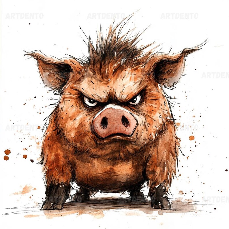 15 Quirky Funny Pig Clipart, Cute Pig | Watercolor Printables | High ...