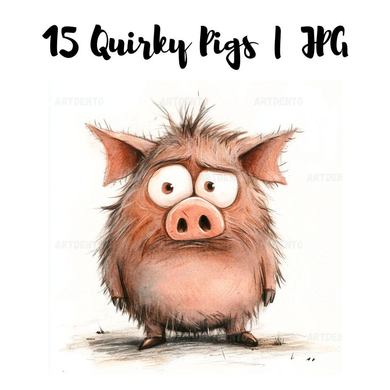 15 Quirky Funny Pig Clipart, Cute Pig | Watercolor Printables | High ...