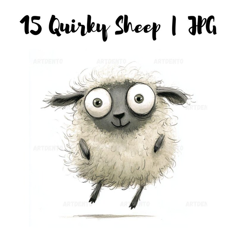 15 Quirky Funny Sheep Clipart, Cute Sheep | Watercolor Printables ...