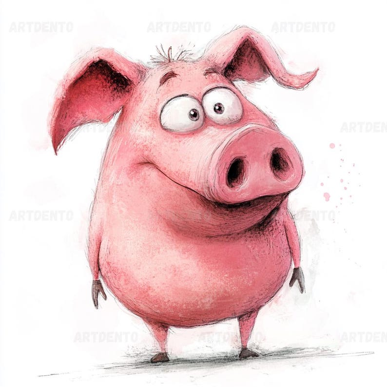 15 Quirky Funny Pig Clipart, Cute Pig | Watercolor Printables | High ...