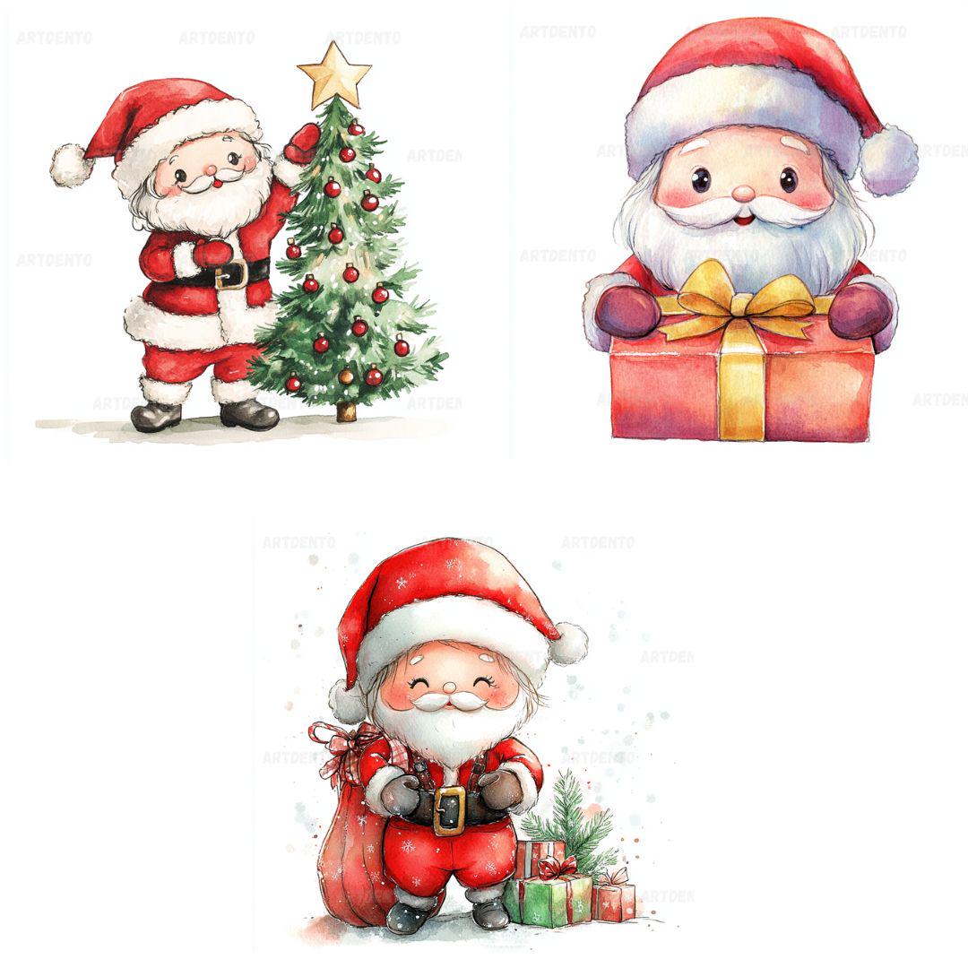 18 Chibi Cute Santa Clipart Cartoon Santa Delivering New Year and ...