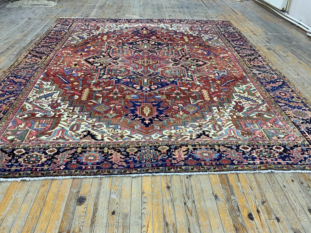 10x12 Turkish Rug, Perisan Vintage Rug, Handmade Rug, Antique Heriz ...