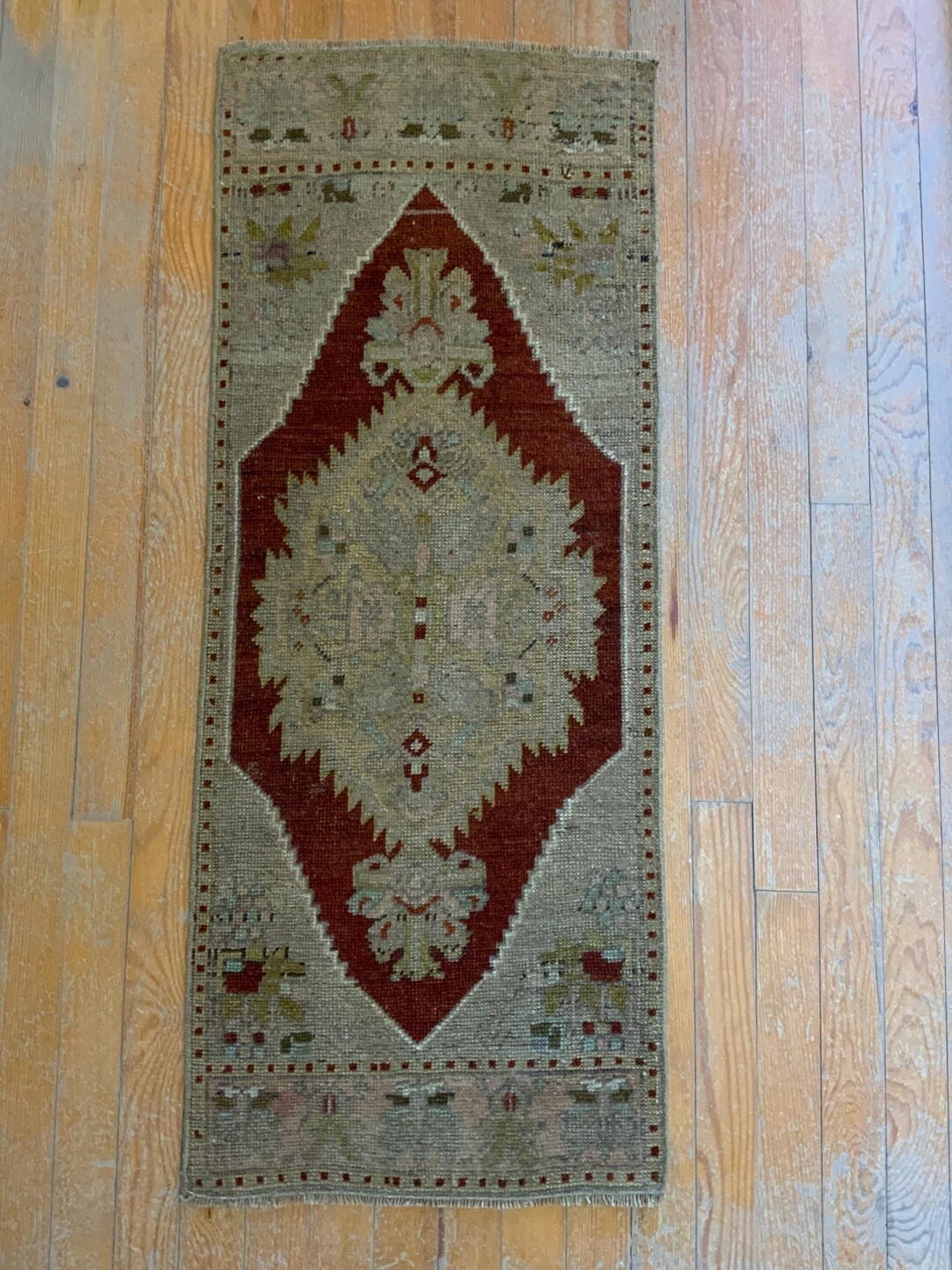 2x4 Anatolian Vintage Oushak Rug Handmade Pillow Yastik Rug (1.7x3.10 ...