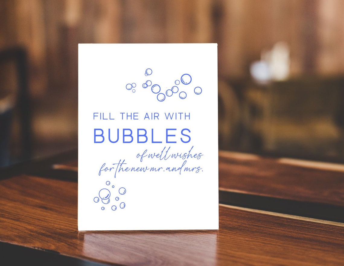 Customizable Wedding Bubble Exit Sign Template, Printable Wedding ...