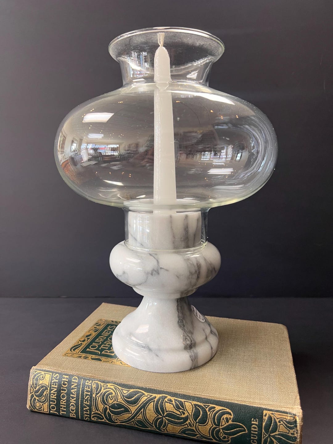 Vintage White Marble Hurricane Candle Holder - Etsy