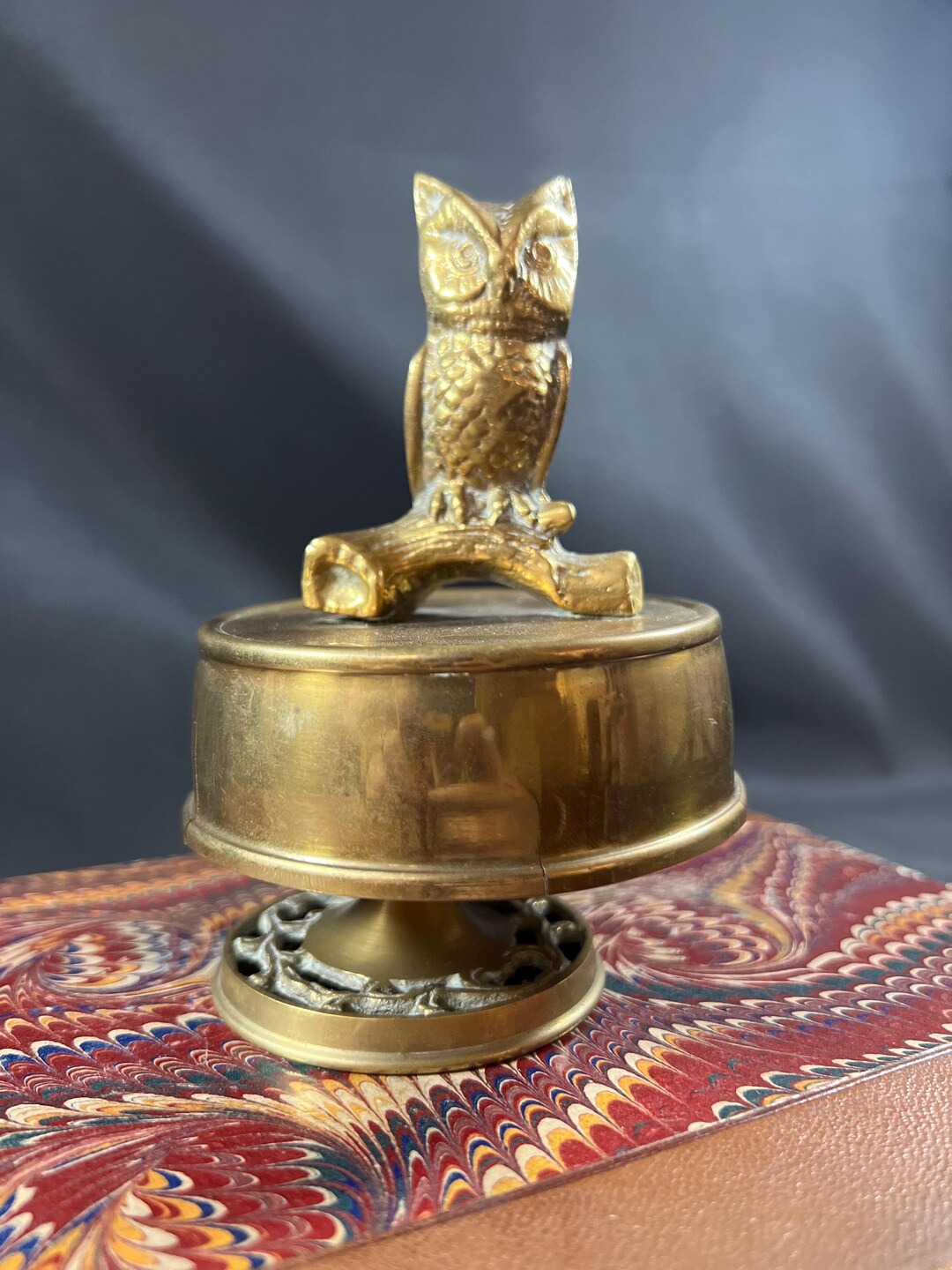 Vintage Brass Owl Music Box - Etsy