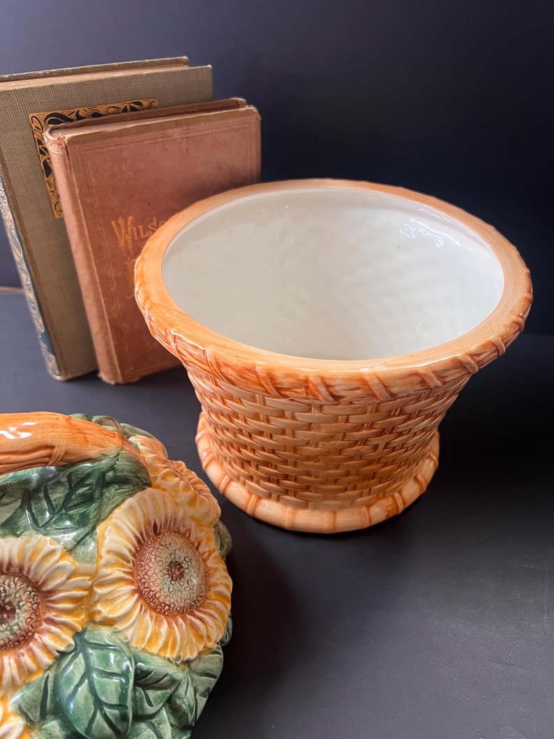 Ceramic Sunflower Basket Cookie Jar - Etsy