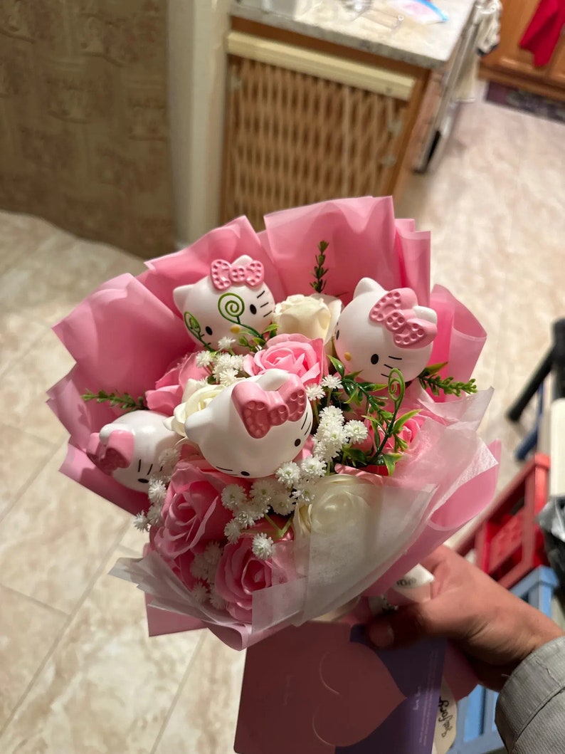 Hello Kitty Bouquets, Pink Sanrio Bouquet, Flowers Arrangement Flowers, Birthday Gift, Mother's ...