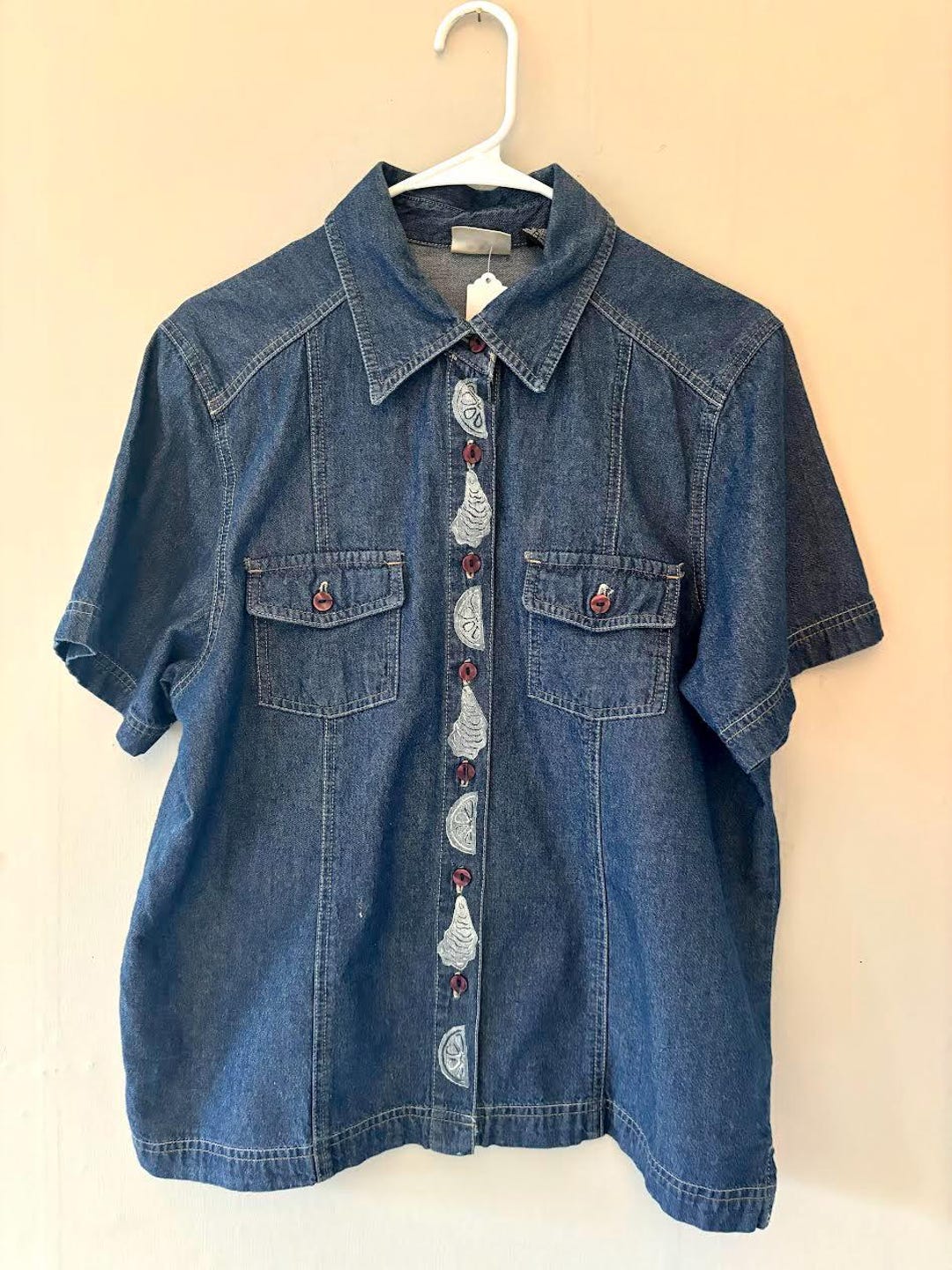 Oyster Block Printed Button Down - Etsy