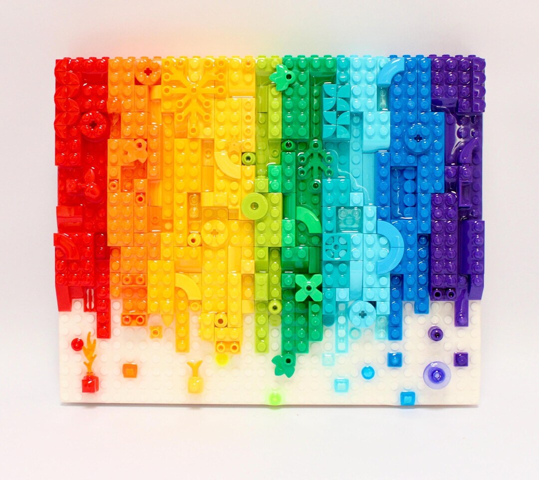 LEGO® Brick Rainbow Drip Wall Art: Colorful One-of-a-kind Decor - Etsy