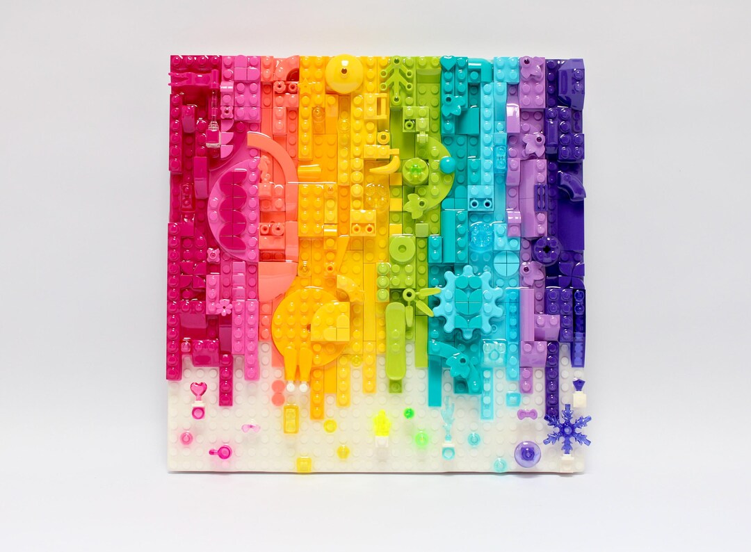 LEGO® Brick Wall Art: Jewel-tone Rainbow Drip - 10x10 - Etsy