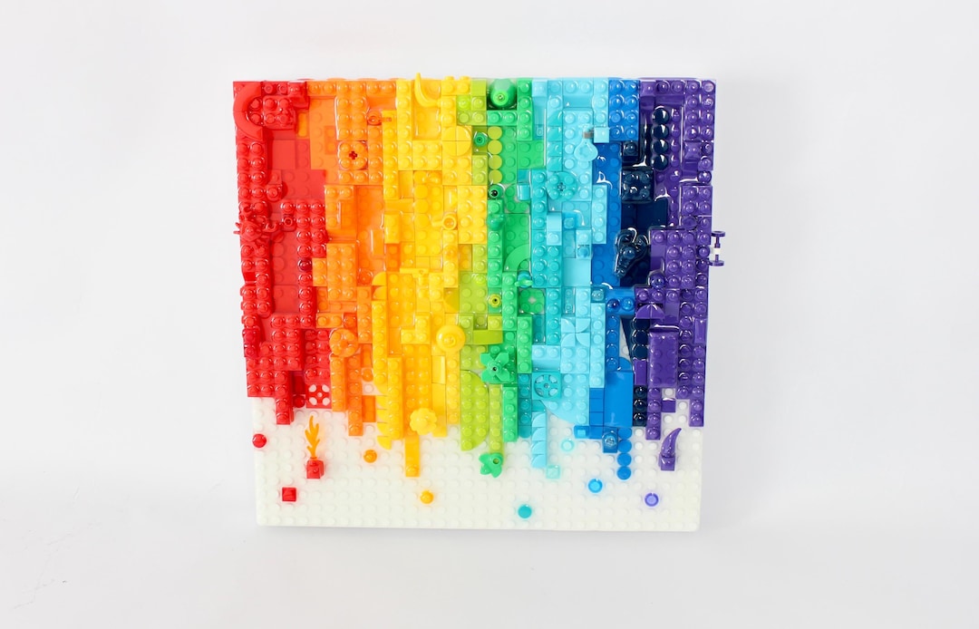 Wall Art Made of LEGO® Bricks Rainbow Drip Art Colorful, One-of-a-kind ...
