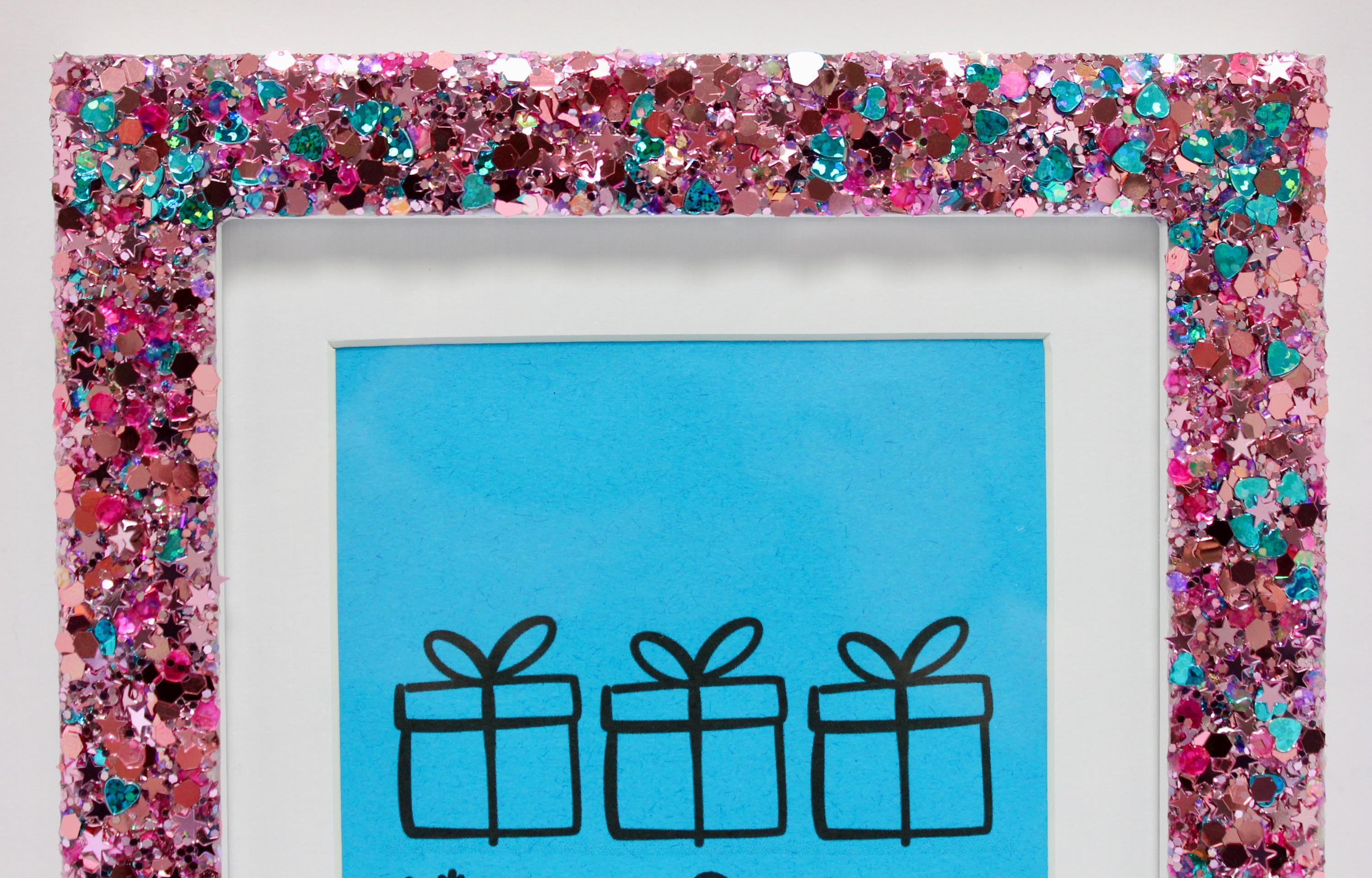 Chunky Pink Glitter Photo Frame, Hearts and Stars, 5x7 or 4x6 (matted ...