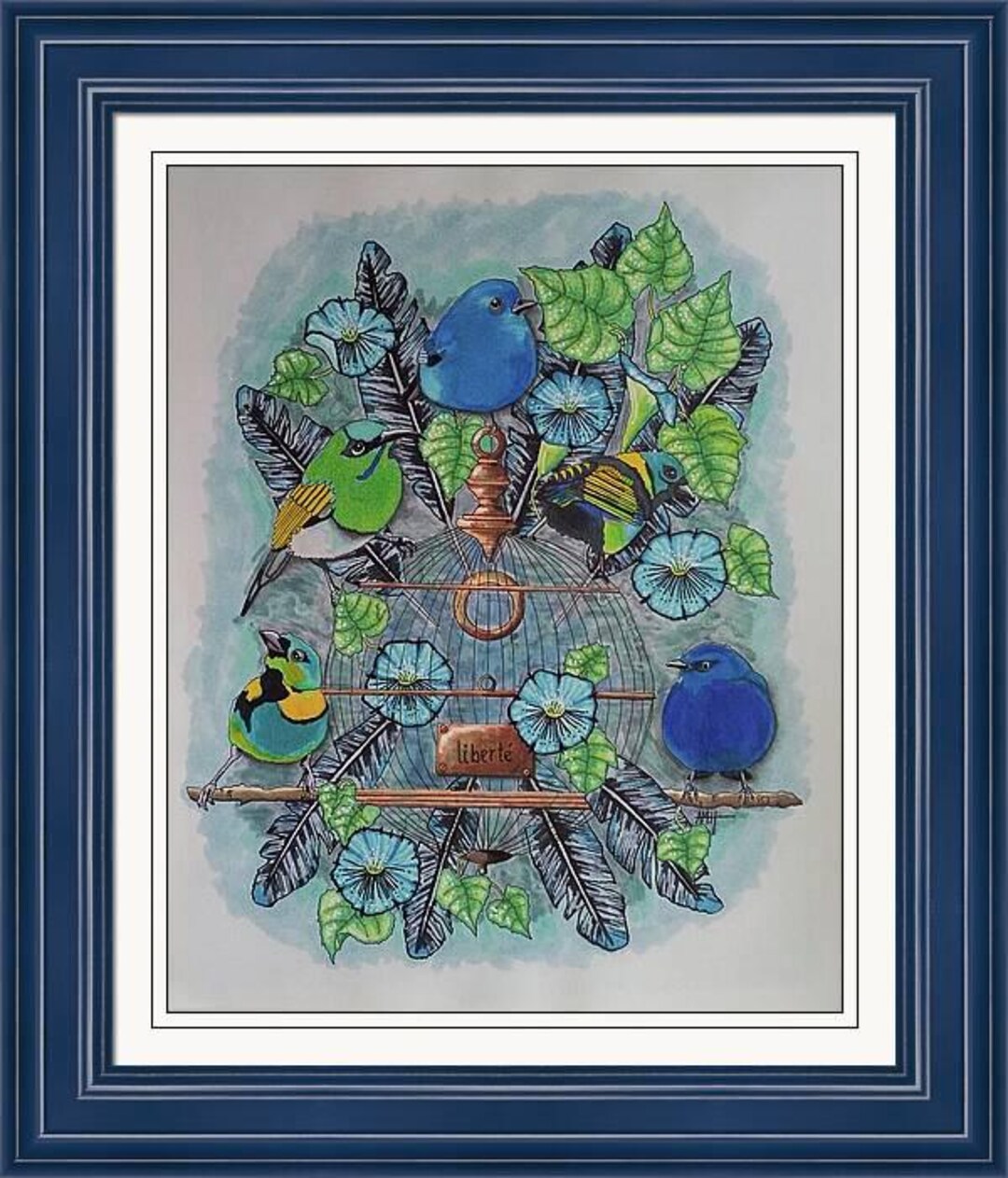 Free Birds. 8x10 Print of an Origina Mixed Media Painting on Paper ...