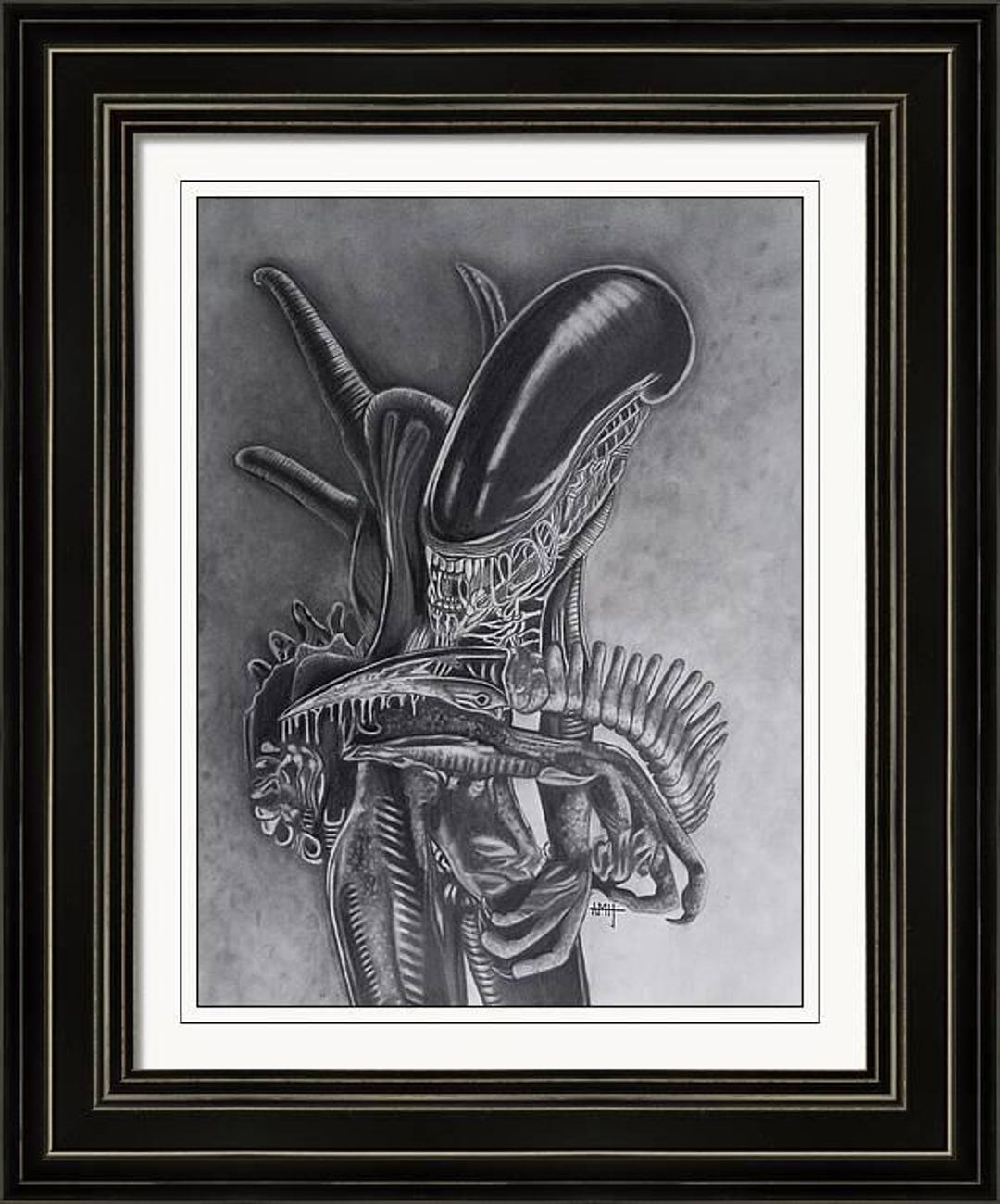 Alien Xenomorph. 8x10 Print of an Original Graphite Drawing on Paper ...