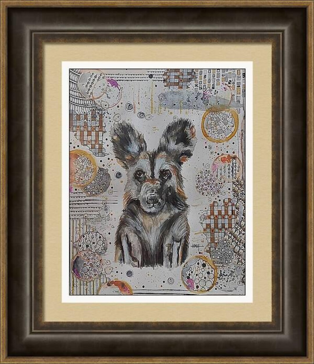African Painted Dog. 8x10" Print of an Original Mixed Media Painting ...