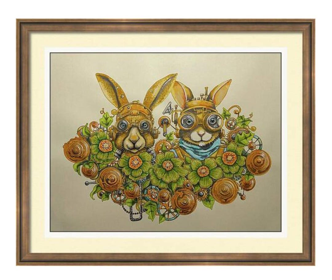 Fiver and Hazel. 8x10" Print of an Original Mixed Media Painting. Hand ...