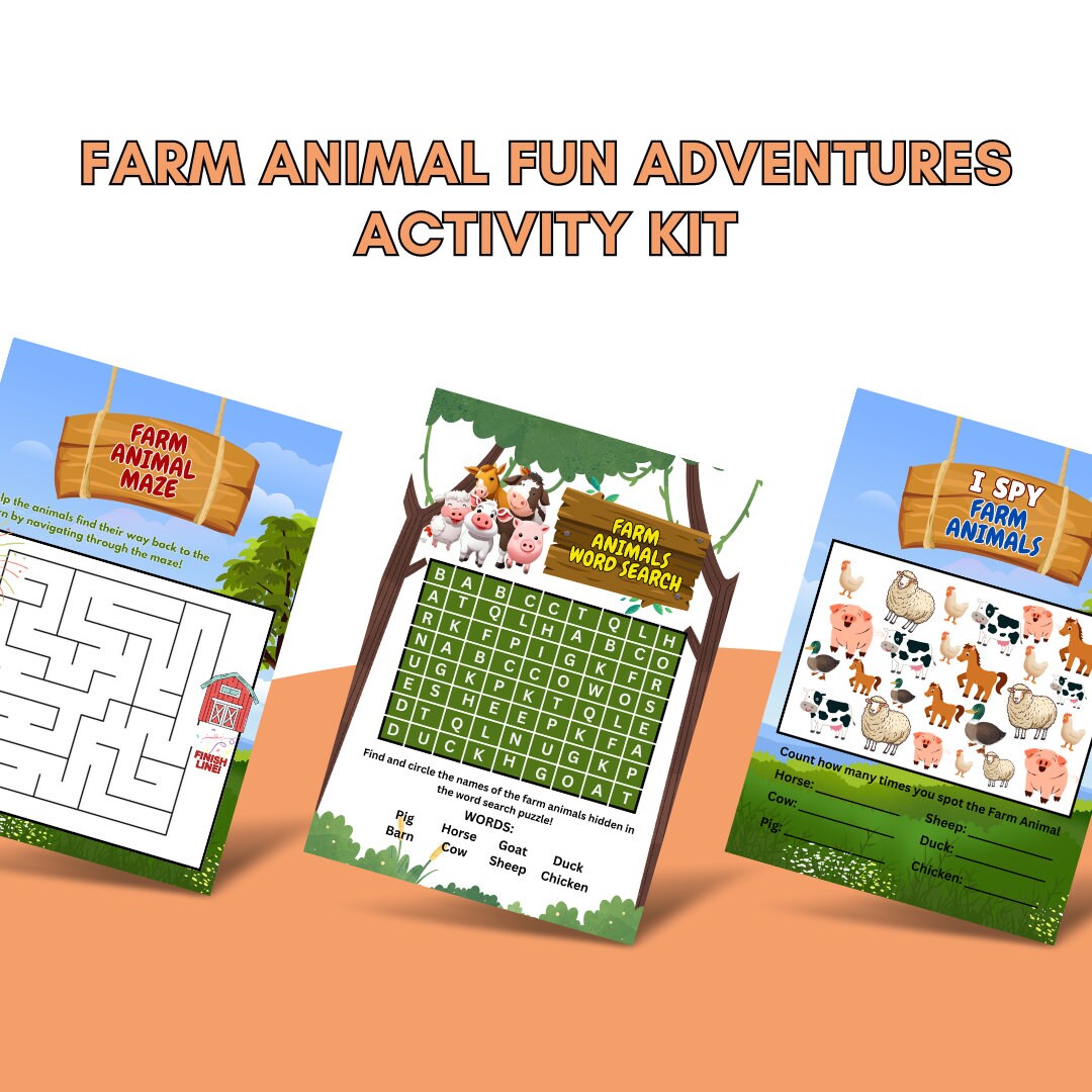 Farm Animal Fun Adventures Activity Kit - Etsy