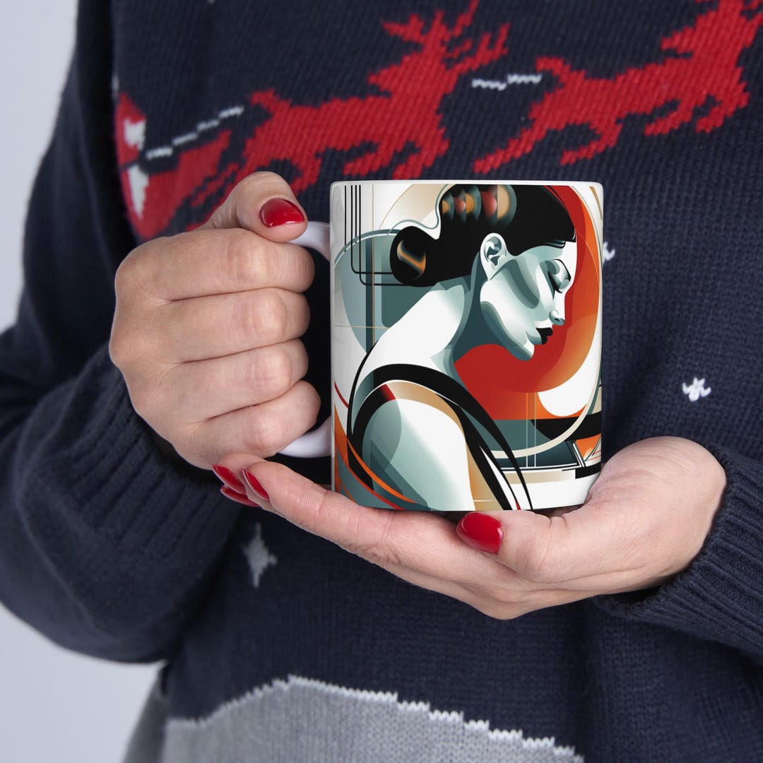 Art Deco Ceramic Mug, Unique Vintage Coffee Cup, Tea Mug Gift, Retro ...