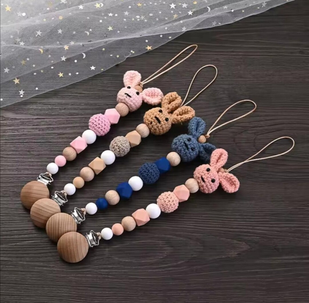Crochet Dummy Clip Bunny-mam Dummy Clip-dummy Clip Rabbit-easter Dummy ...