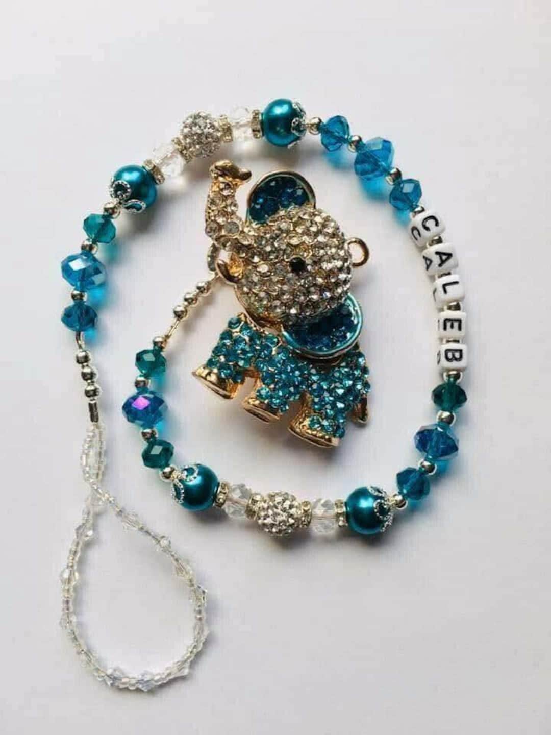 Baby Boys Dumbo Elephant Dummy Clip Personalised Romany Bling Custom ...