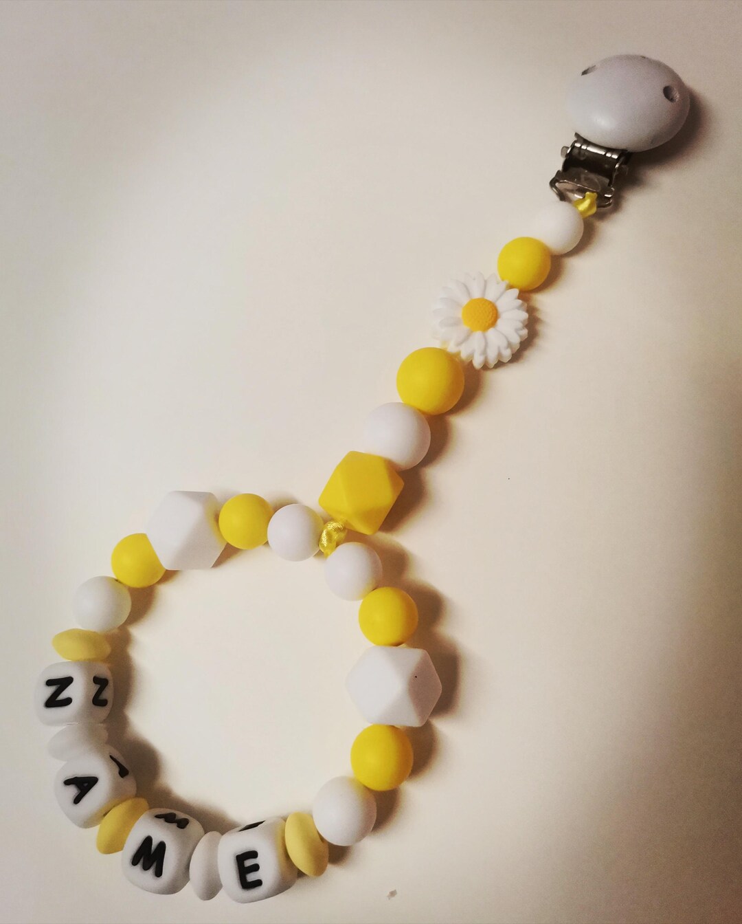 Personalised Silicone Daisy Flower Pram Charm , Baby Shower Gift ...