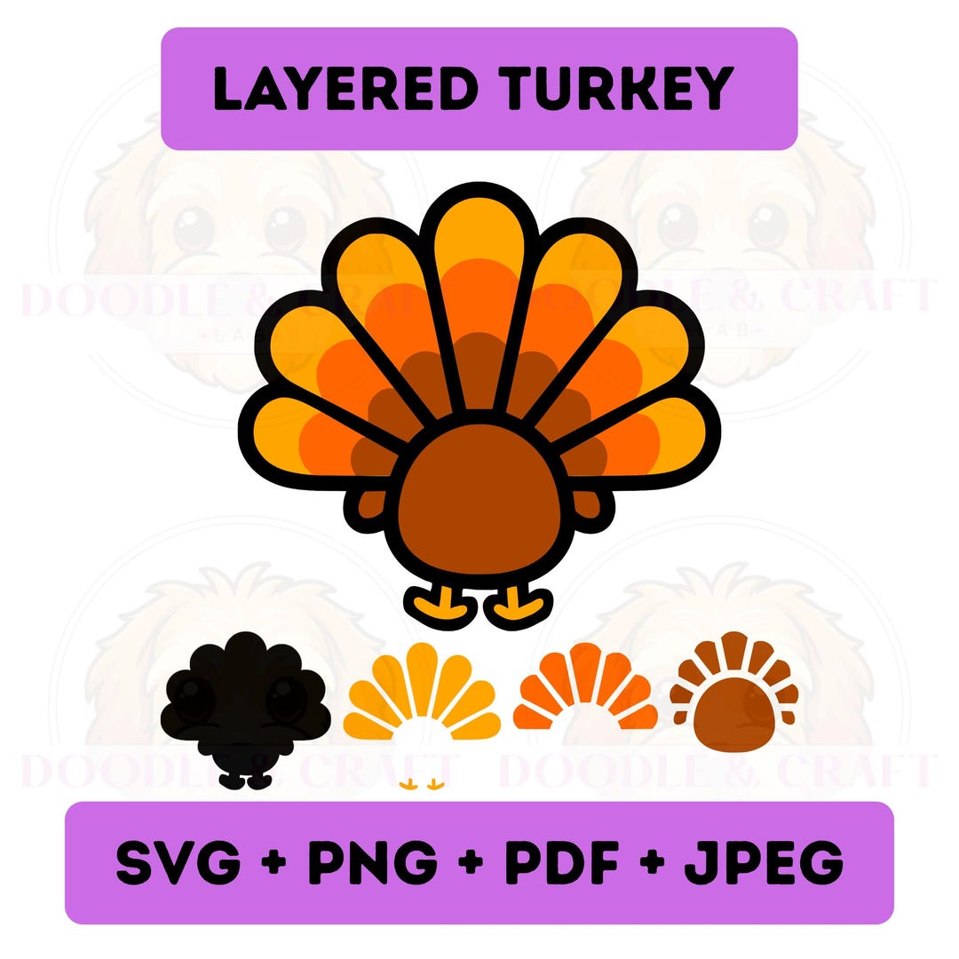 Turkey SVG Rear View, Thanksgiving Cartoon Turkey Butt, Layered Cricut ...