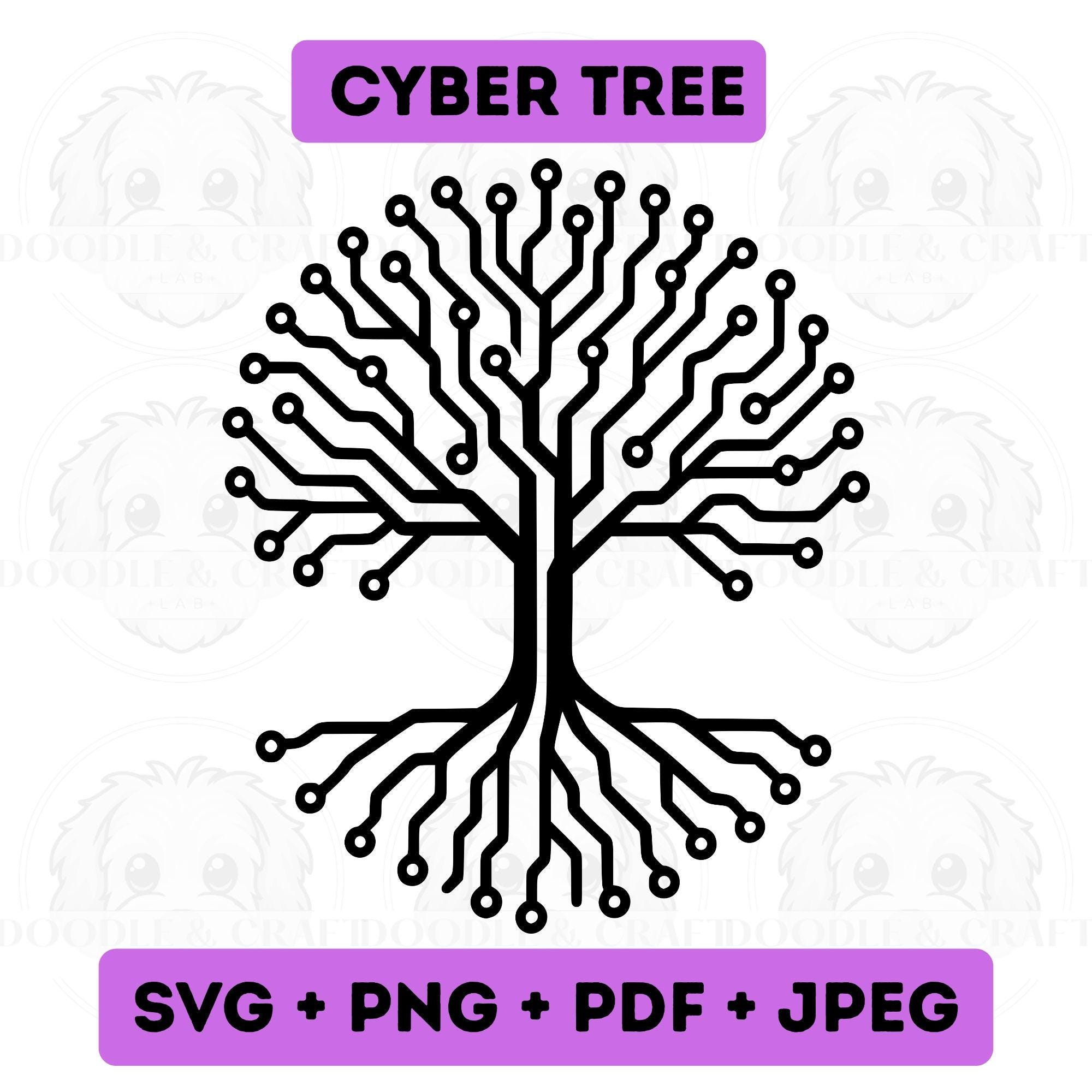 Tree Cyber Sigilism SVG Nature PNG, Abstract Technology Art, Vector ...