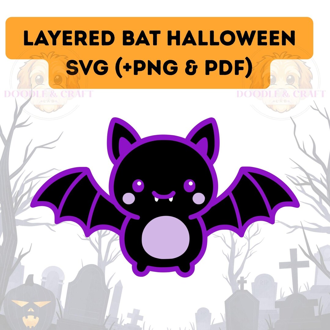 Layered Bat SVG Cute Kawaii Halloween PNG Clipart PDF Cricut Cut File ...