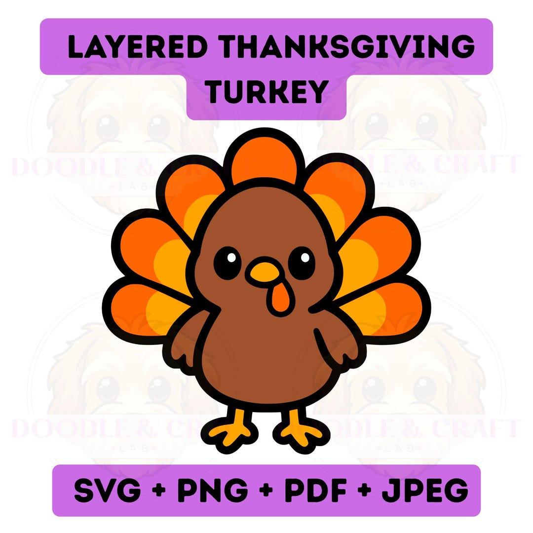 SVG de pavo, lindo pavo de dibujos animados para Acción de Gracias ...