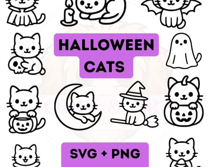 Horror Kitty SVG Bundle | Scary Cute Cat Clipart | Halloween Cat Lover ...