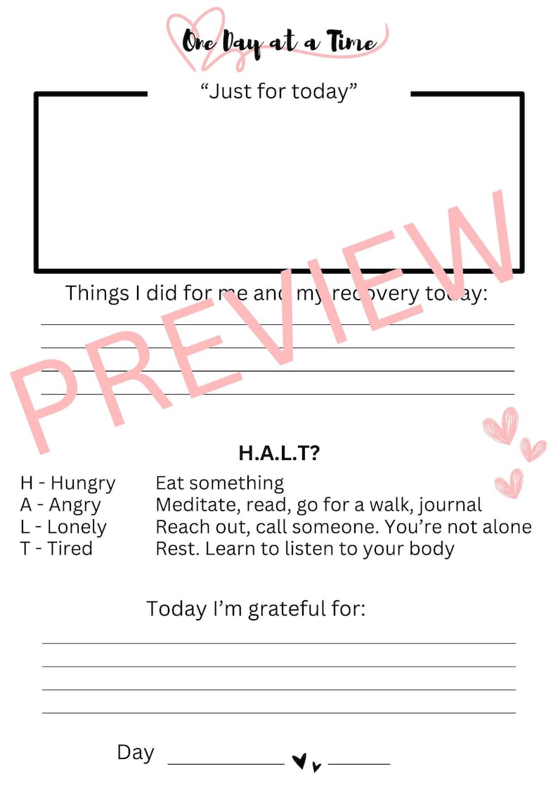 Daily Recovery Journal Printable "just for Today" - Etsy