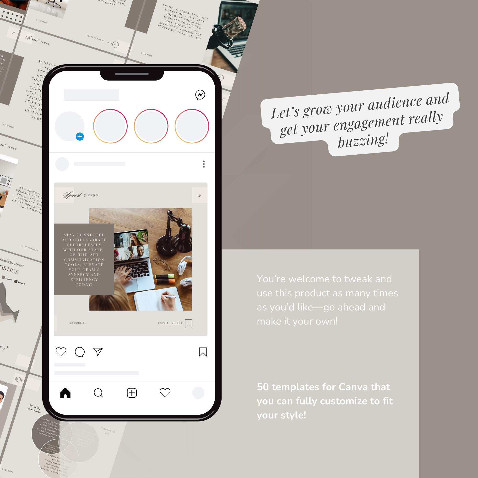 Fully Customizable Canva Instagram Post Templates | 50 Editable Designs ...