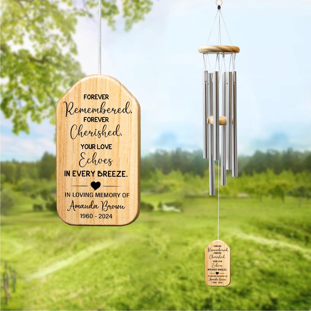 Custom Personalized Memorial Wind Chimes, Elegant Tribute With Custom ...