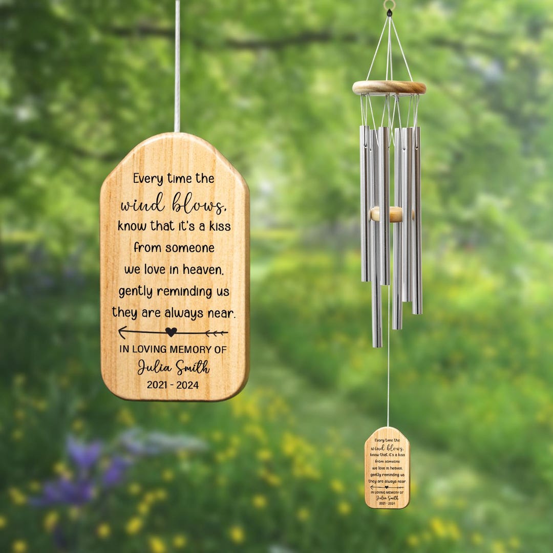 Custom Personalized Memorial Wind Chimes, Elegant Tribute With Custom ...