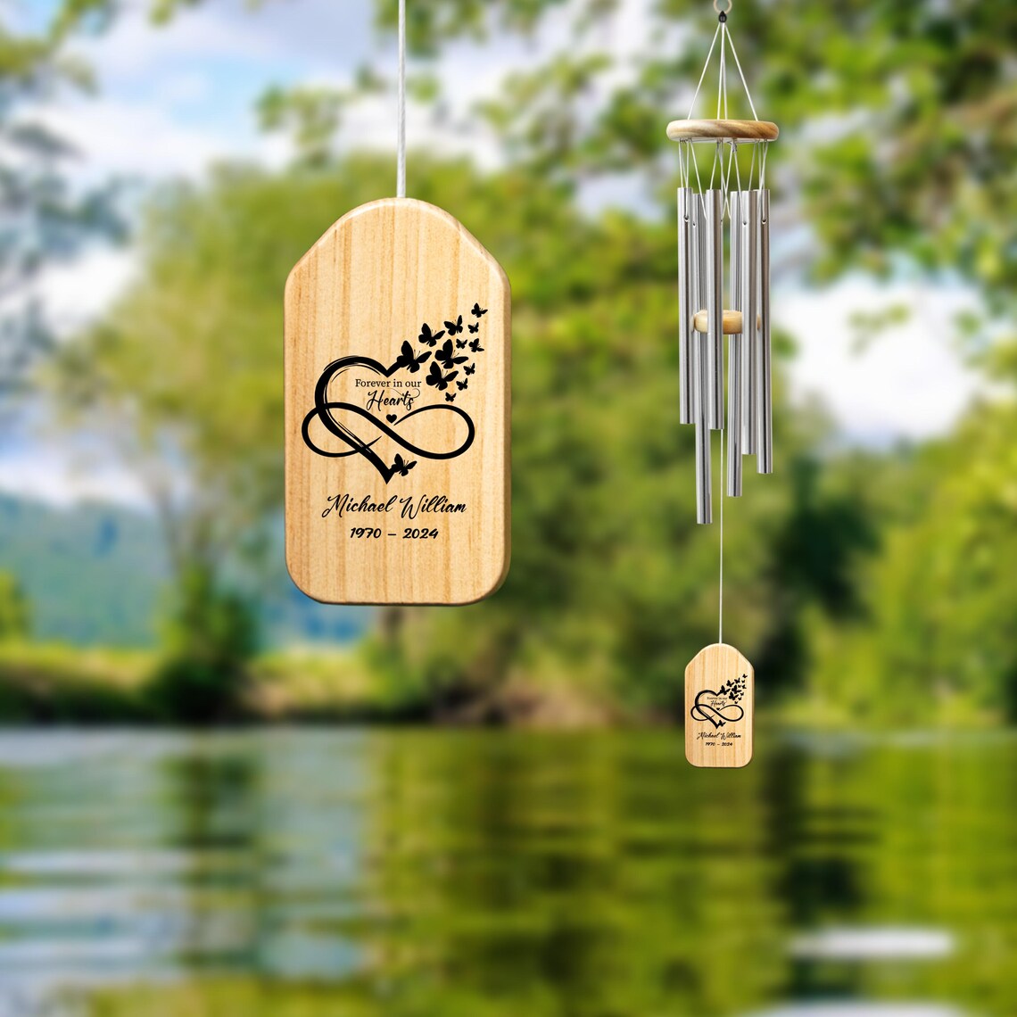 Personalized Memorial Wind Chimes, Forever in Our Hearts, in Loving ...