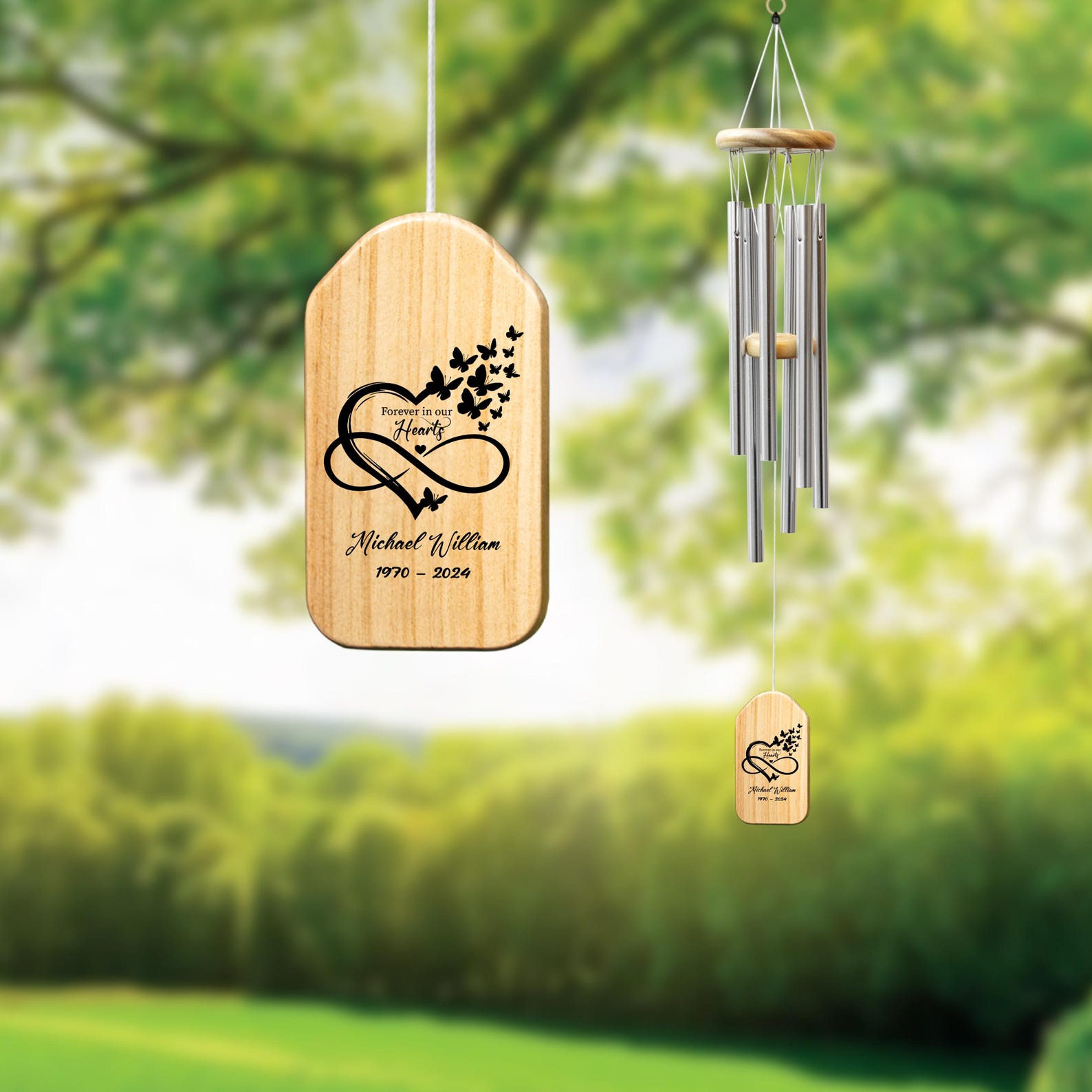Personalized Memorial Wind Chimes, Forever in Our Hearts, in Loving ...