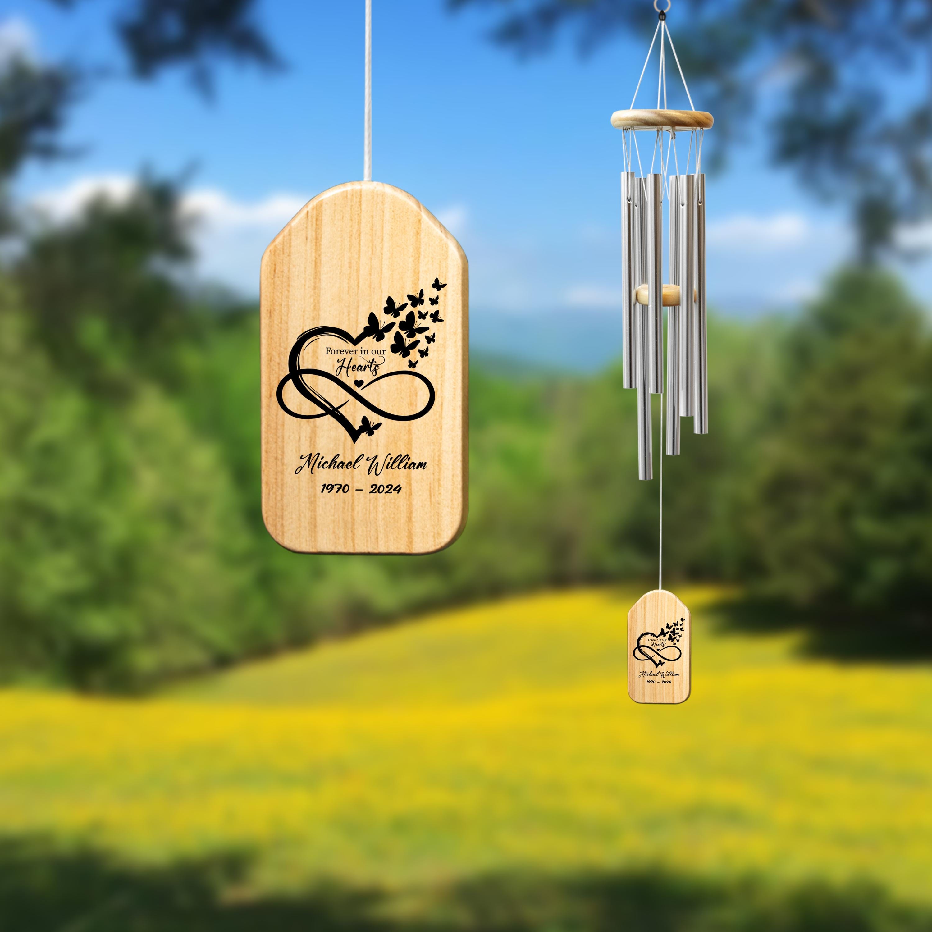 Personalized Memorial Wind Chimes, Forever in Our Hearts, in Loving ...