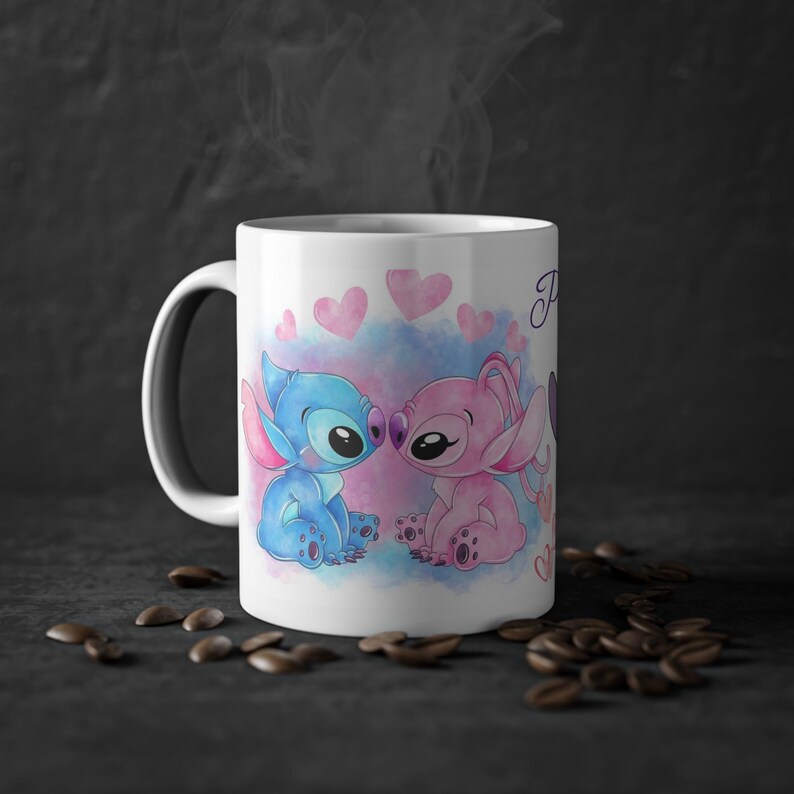 Personalized Stitch and Angel Mug, Cute Stitch Coffee Cup, Lilo and ...