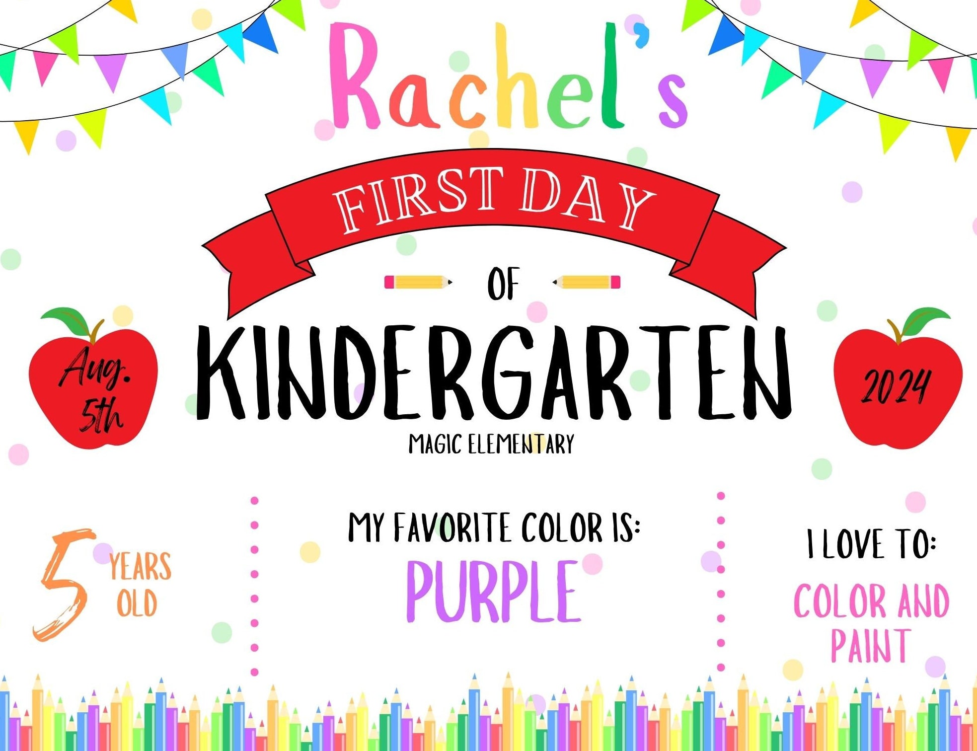 Editable Back to School Sign | First Day of School Template | Digital ...