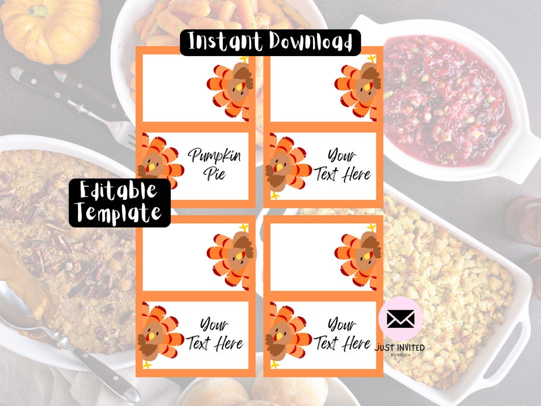 Thanksgiving Food Tents | Thanksgiving Food Tags | Thanksgiving Holiday ...
