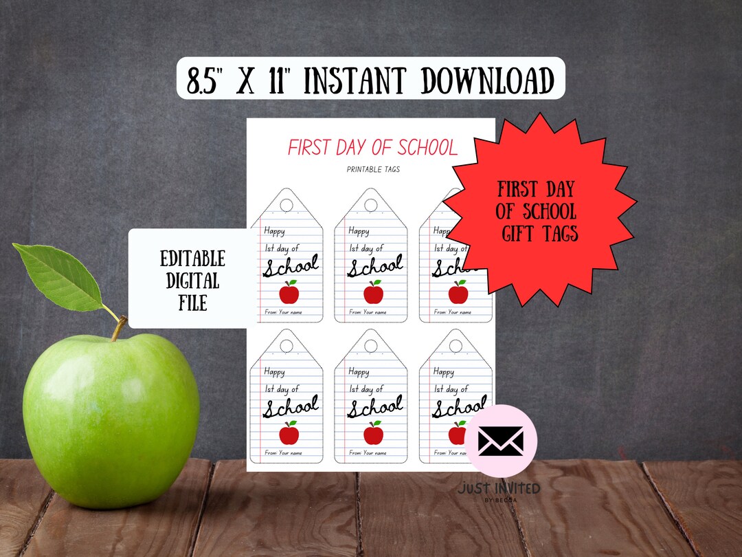 First Day of School Gift Tag | Back to School Gift Tag | Editable ...